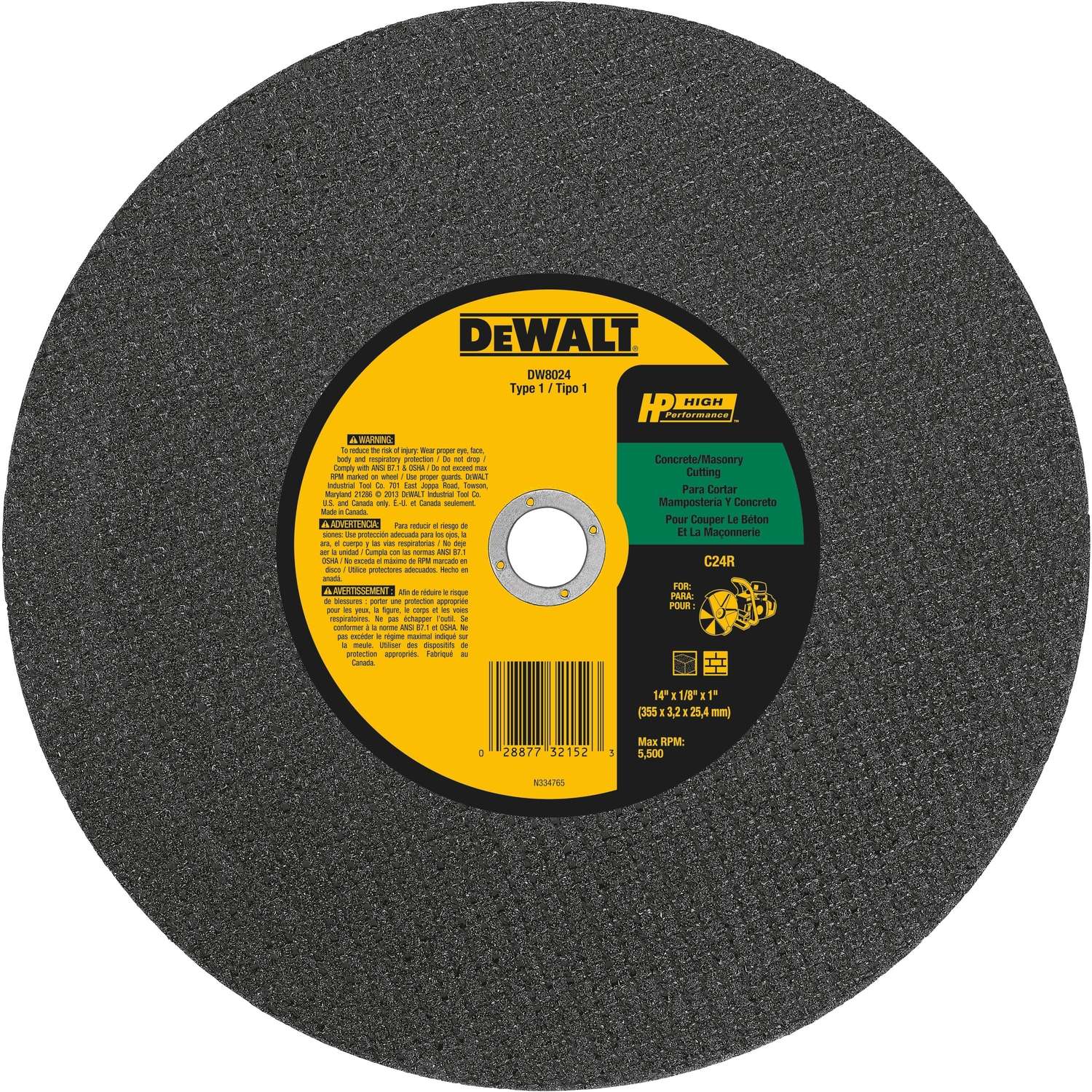 DeWalt 14 in. D X 1 in. S Silicon Carbide Cut-Off Wheel 1 pc - Ace Hardware