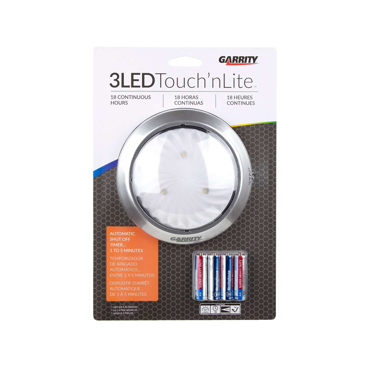 Garrity Touch'n Lite 26 lm Silver LED COB Wall Light AA Battery - Ace ...