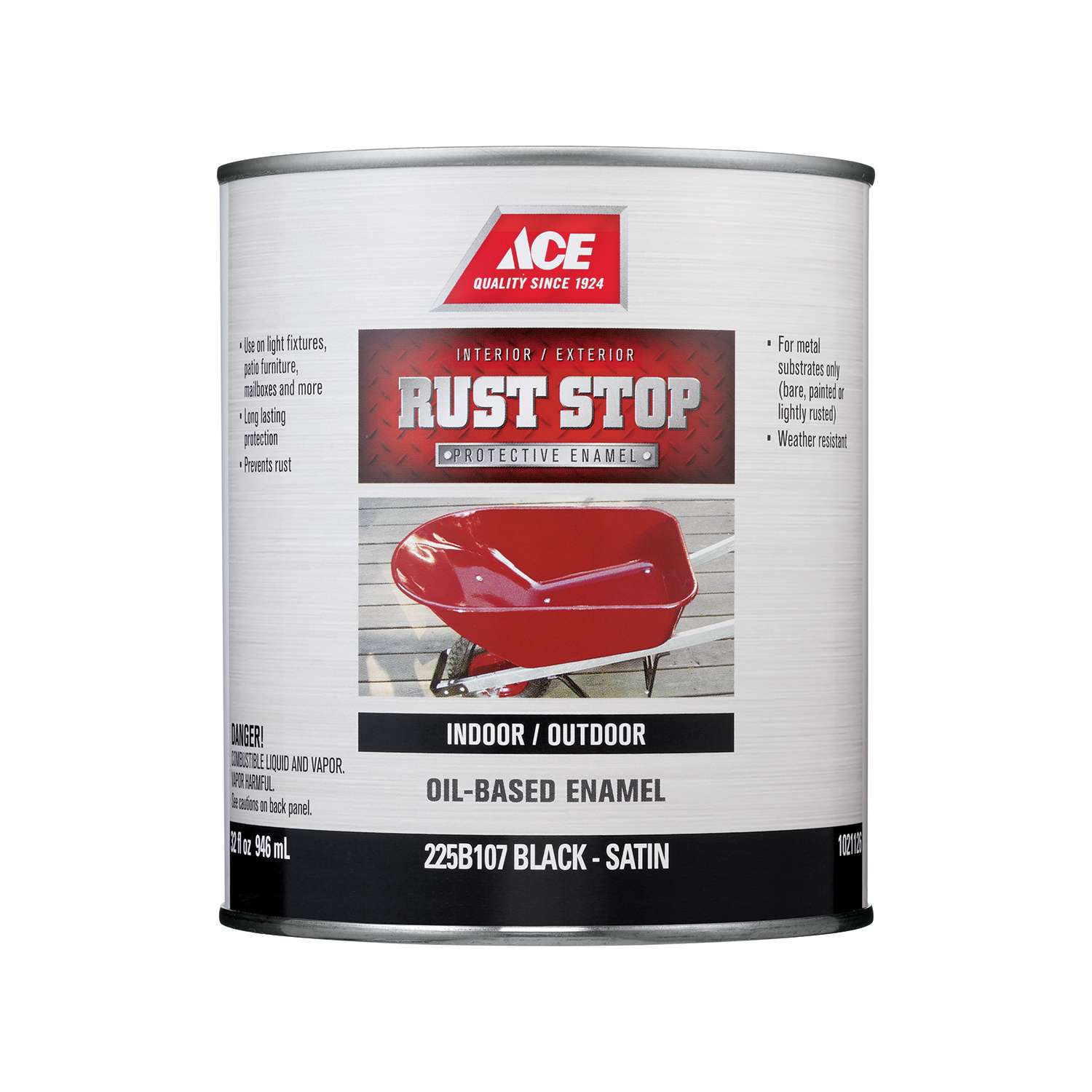 Ace Rust Stop Indoor / Outdoor Satin Black Oil-Based Enamel Rust ...