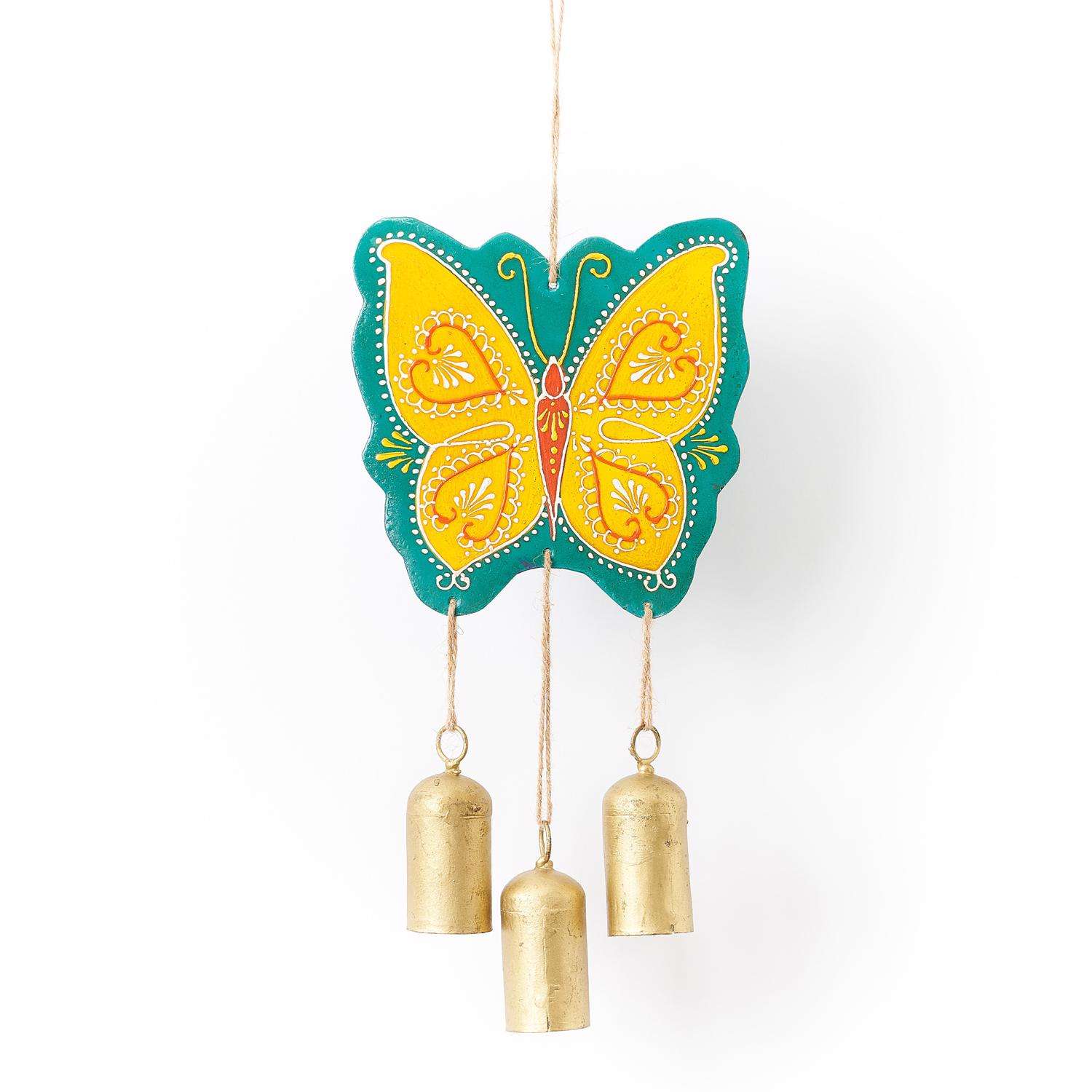 Matr Boomie Henna Treasure Multi-color Metal 5 in. Butterfly Bell ...
