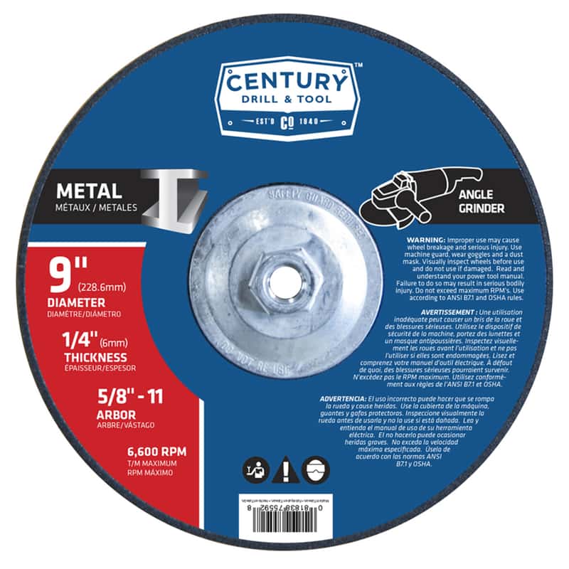 Century Drill & Tool 9 in. D X 5/8-11 in. Metal Grinding Wheel - Ace ...