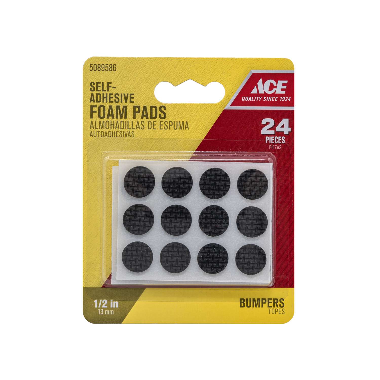 Ace Foam Self Adhesive Non-Skid Pad Black Round 1/2 in. W 24 pk Mfr ...