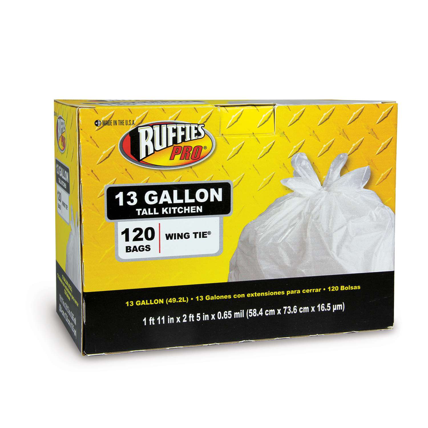 Ruffies Pro 13 gal Tall Kitchen Bags Wing Ties 120 pk - Ace Hardware