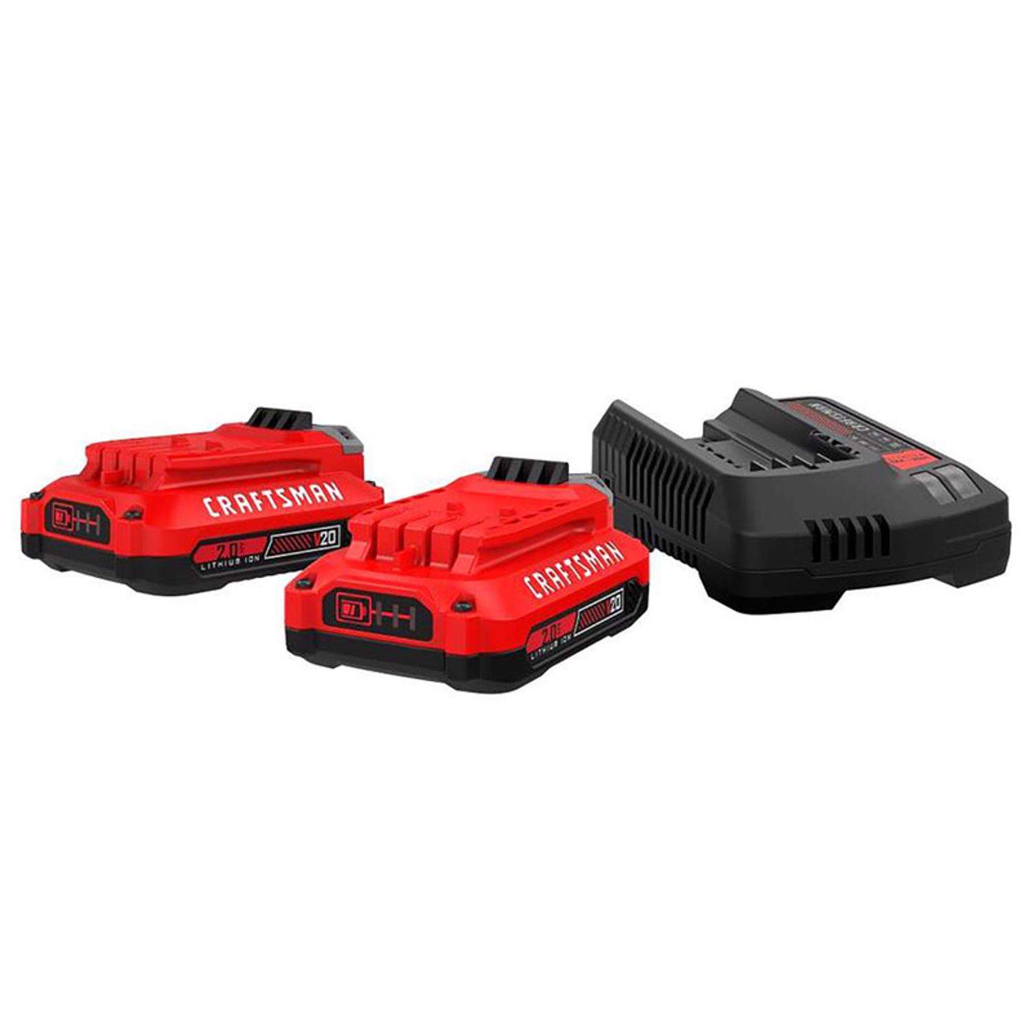 Craftsman V20 CMCB202-2CK 20 V 2 Ah Lithium-Ion Starter Kit 3 pc - Ace ...