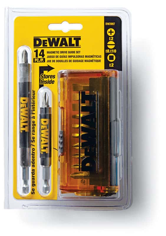 DeWalt Multi Size in. x 2 in. L Drive Guide Heat-Treated Steel 14 pc ...