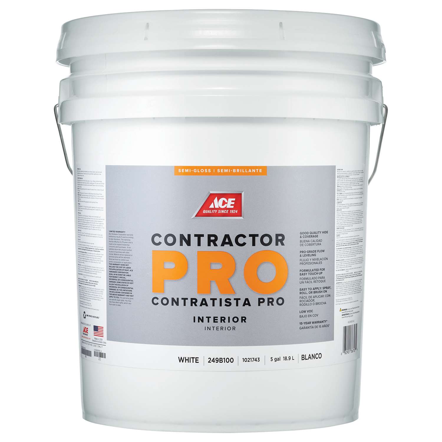 C+K Contractor Pro Semi-Gloss White Water-Based Paint Interior 5 gal ...