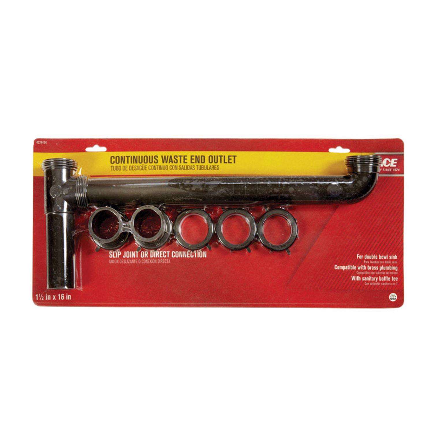 Ace 1-1/2 in. D X 16 in. L Plastic Continuous Waste End Outlet - Ace ...