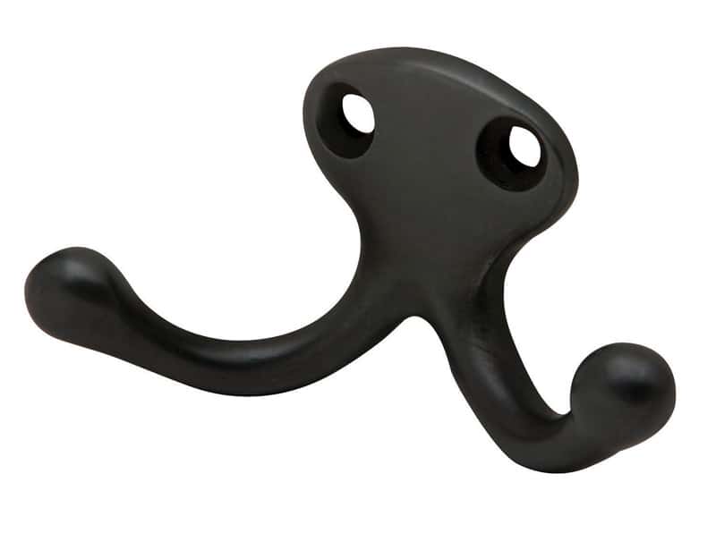 Schlage 1-1/8 in. L Black Brass Small Double Wardrobe Hook 1 pk - Ace Hardware