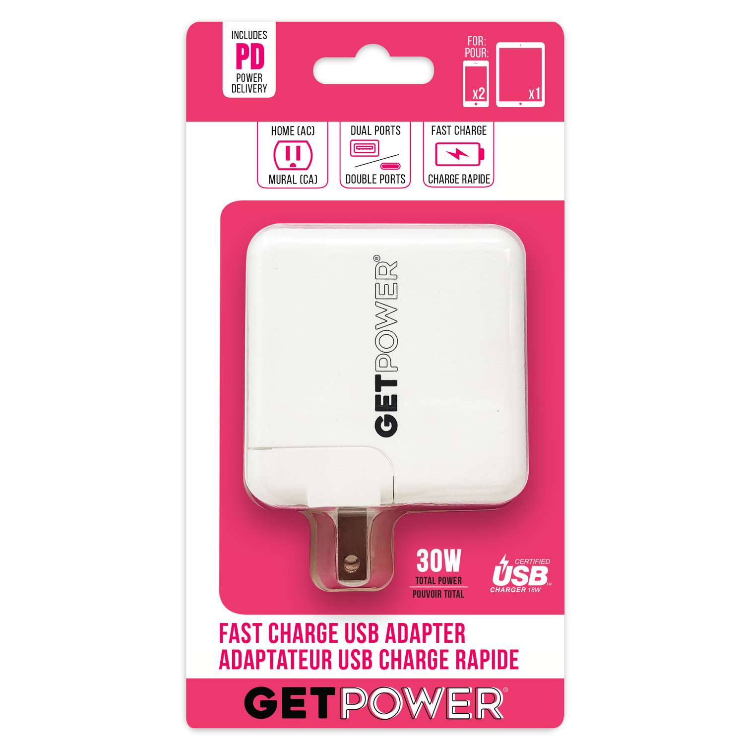 GetPower Dual USB AC Adapter Mfr# GP-AC2USB-PD - Ace Hardware