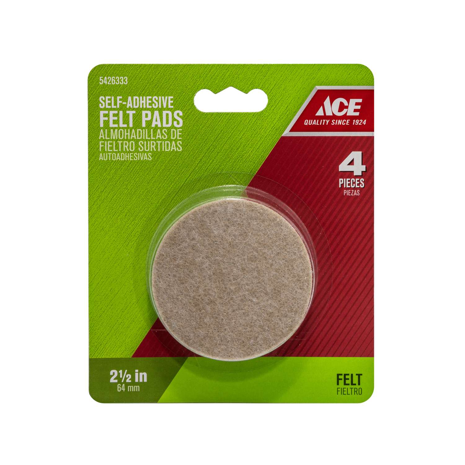 Ace Felt Self Adhesive Protective Pad Brown Round 2-1/2 in. W 4 pk ...