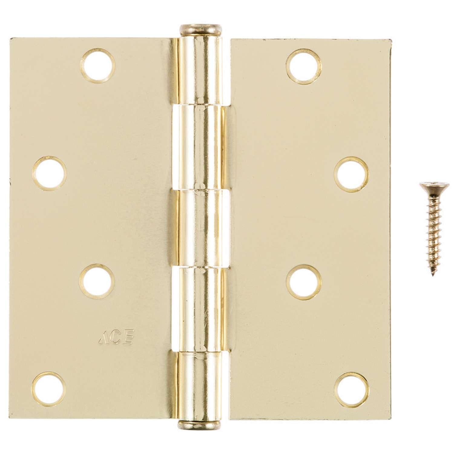 Ace 4 in. L Bright Brass Residential Door Hinge 3 pk - Ace Hardware