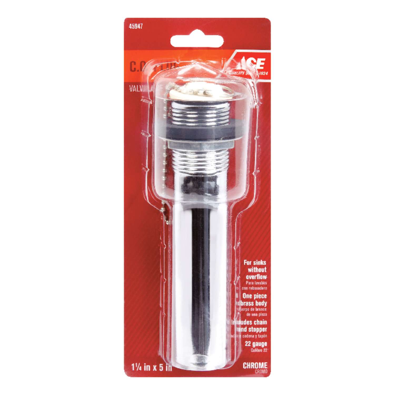 Ace 1-1/4 in. Chrome Brass Lift Plug and Drain - Ace Hardware