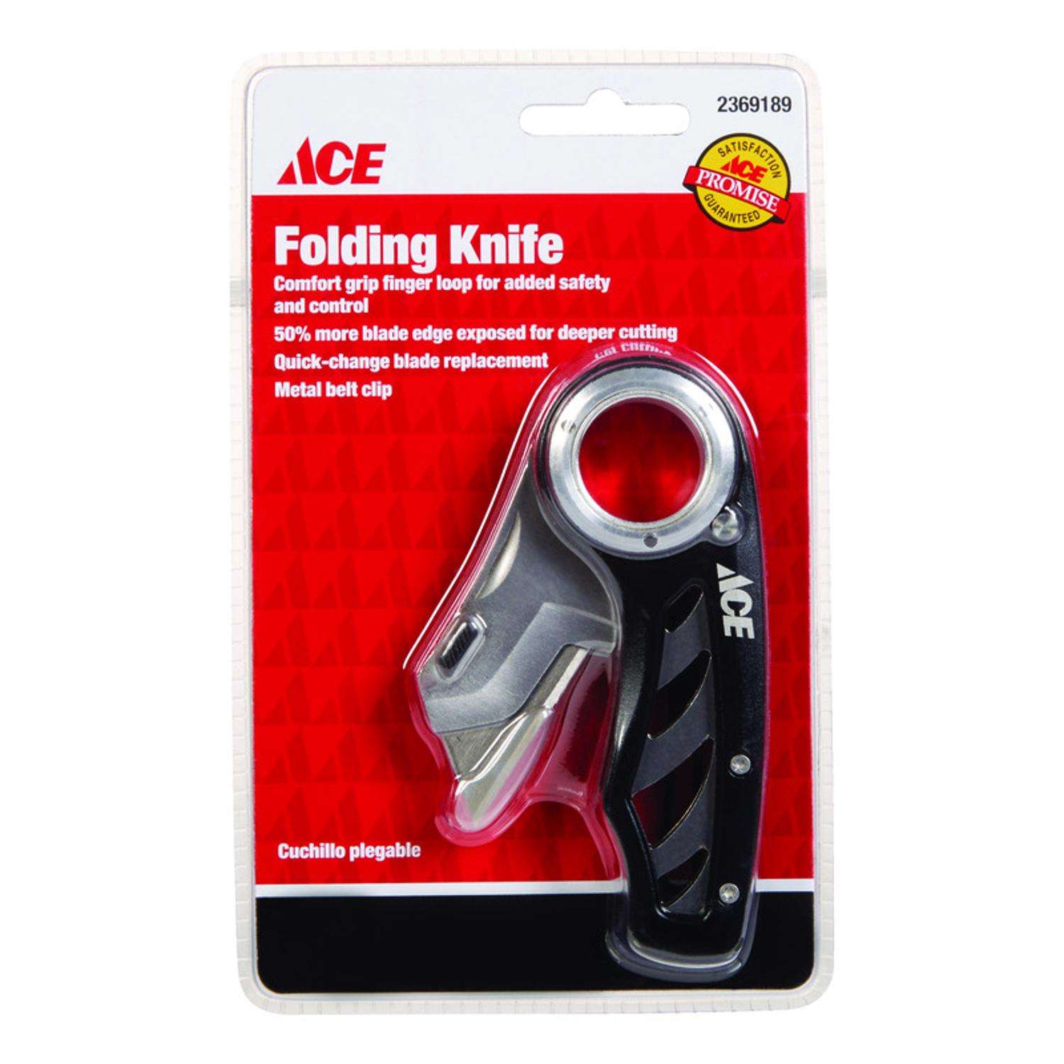 Ace 6.5 in. Fixed Blade Folding Knife Black 1 pk - Ace Hardware