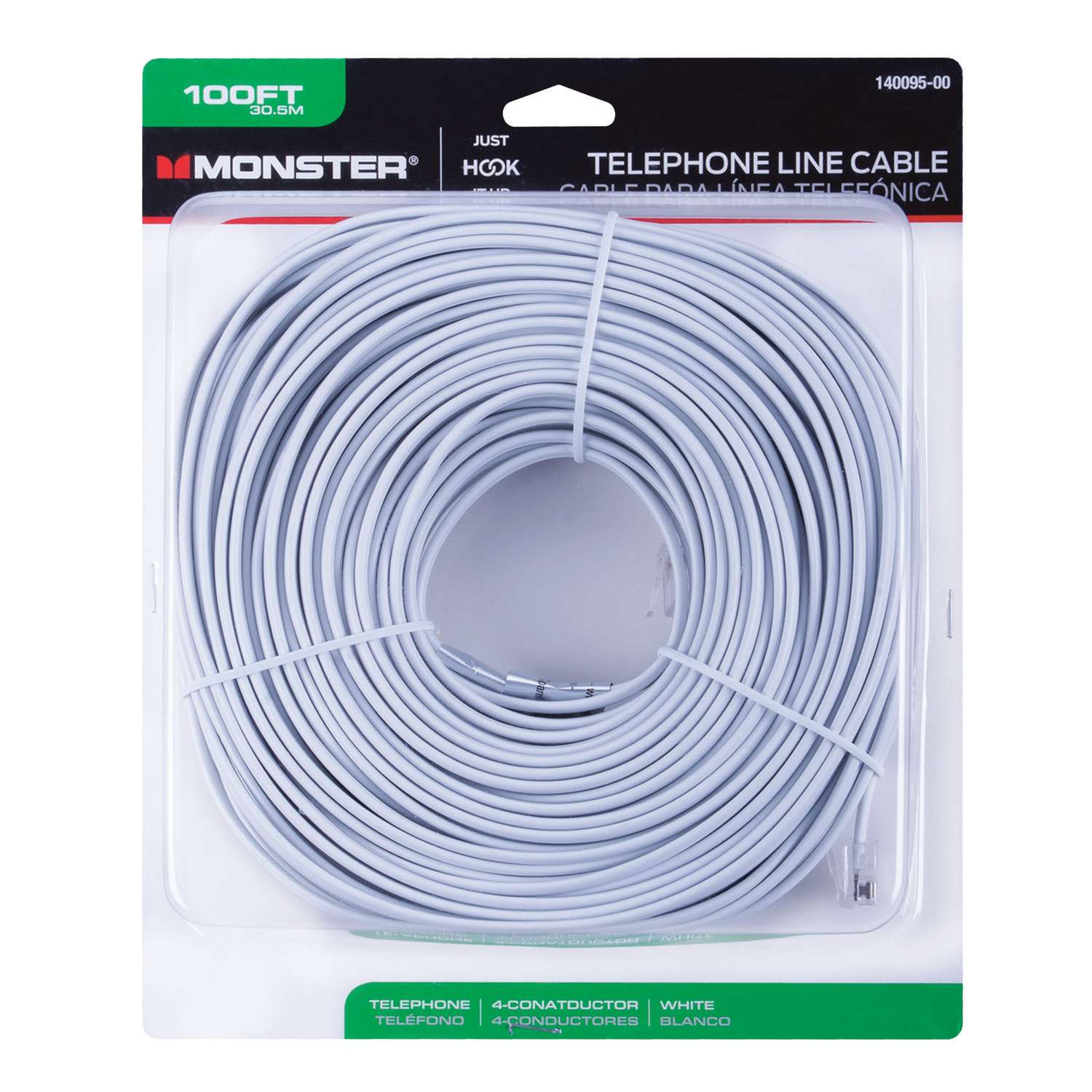 Monster Just Hook It Up 100 ft. L White Telephone Line Cord - Ace Hardware