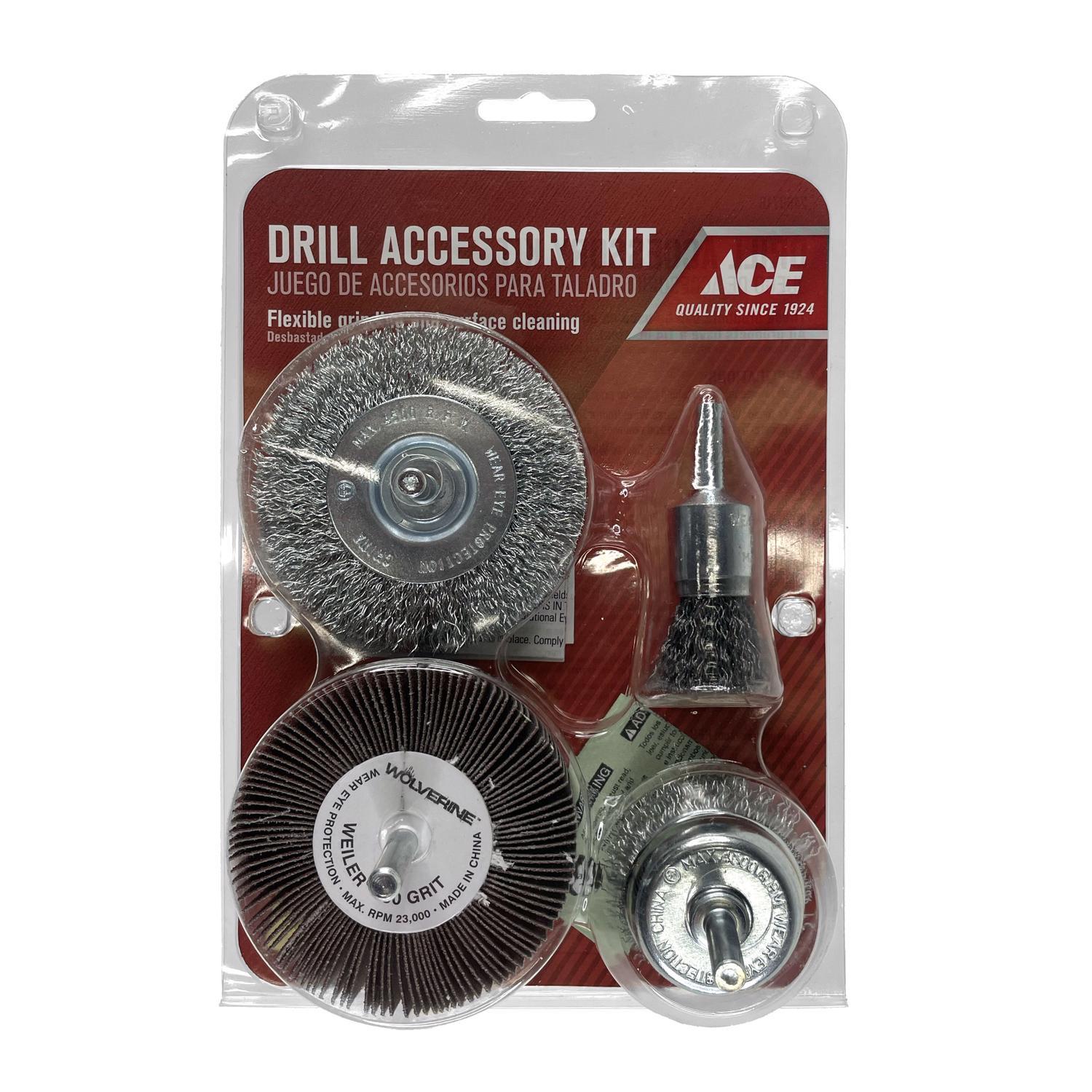 Ace Assorted Assorted Flap/Wire Wheel KIt Brass Coated Steel 4500 rpm 4 ...
