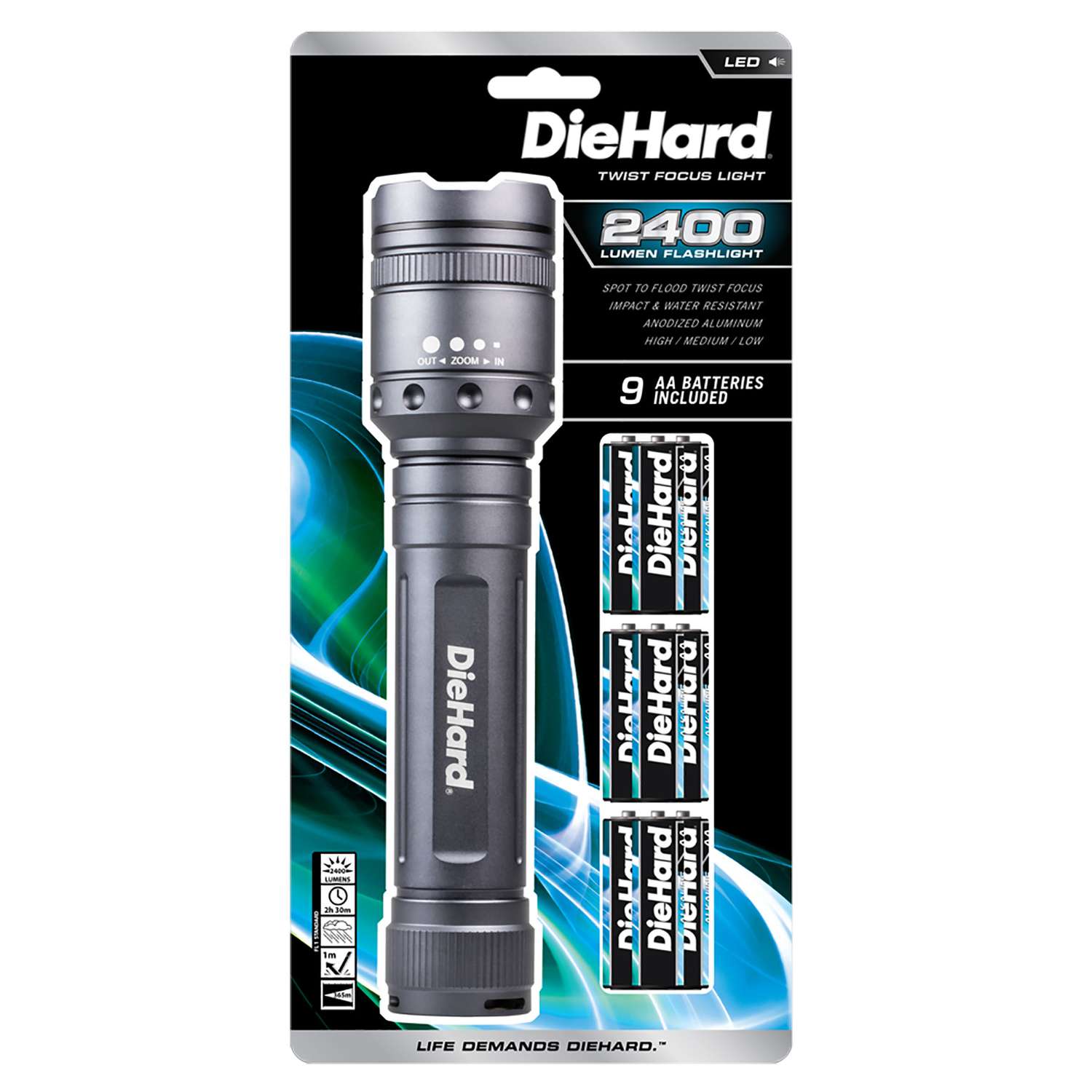 Dorcy DieHard 2400 lm Gray LED Flashlight AA Battery - Ace Hardware