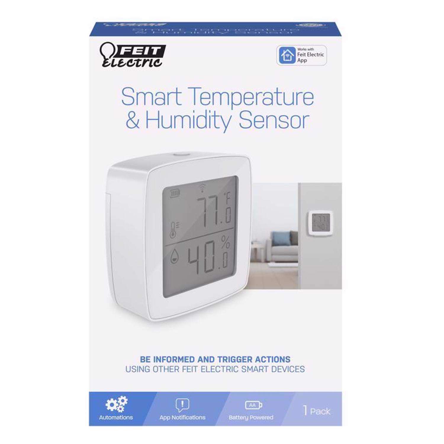 Feit Smart Home Built In WiFi Heating and Cooling Push Buttons Temperature & Humidity Sensor ...