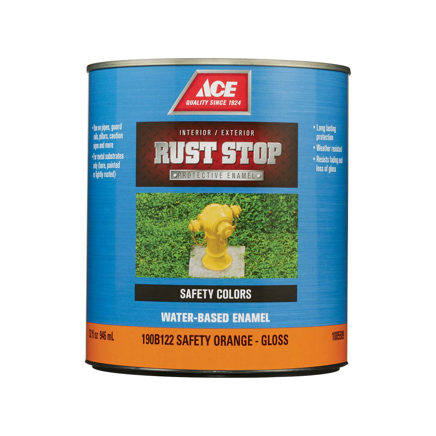 Ace Rust Stop Indoor / Outdoor Gloss Safety Orange Acrylic Enamel Rust ...
