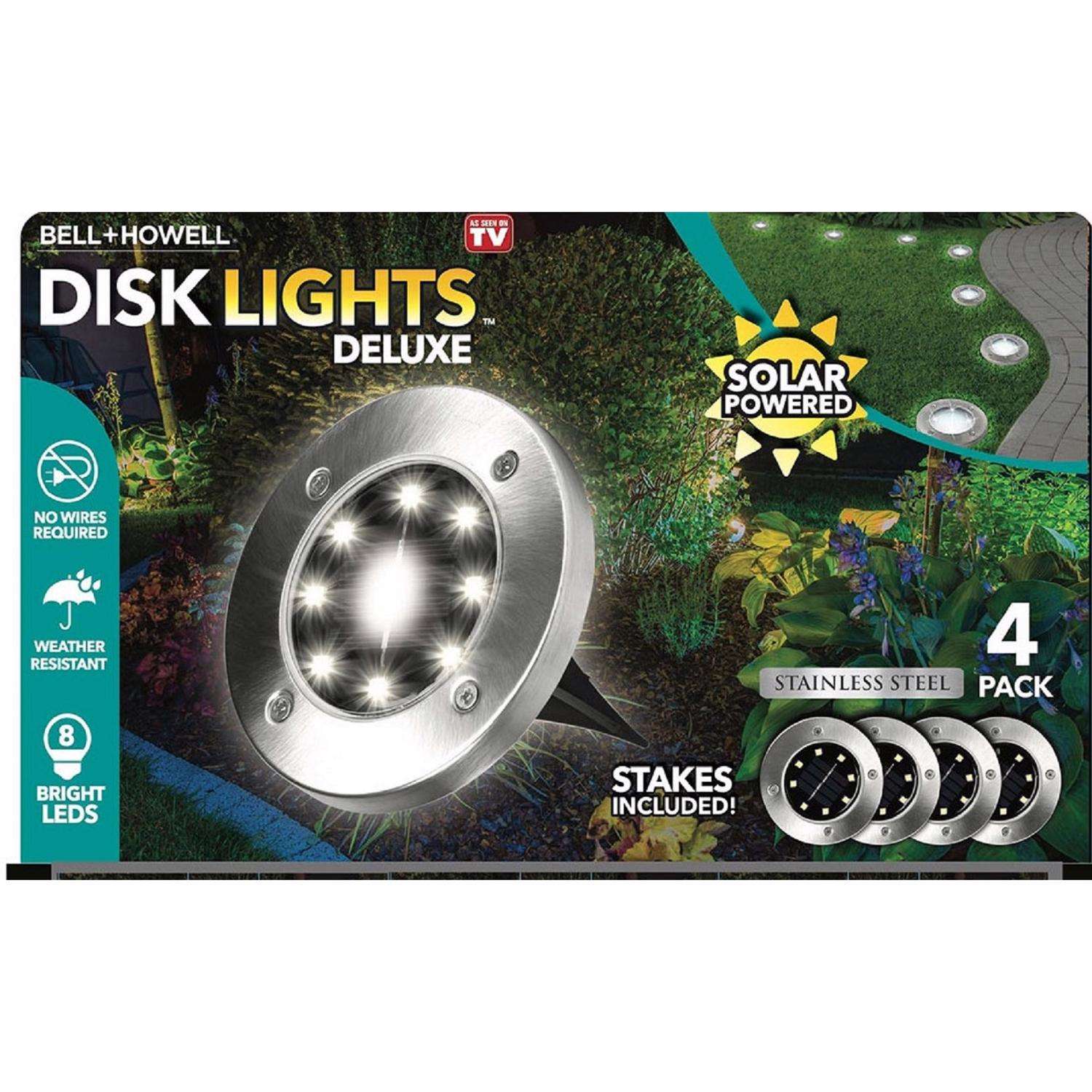 Bell + Howell Disk Lights Deluxe Solar Powered 3.75 W LED Garden Light ...