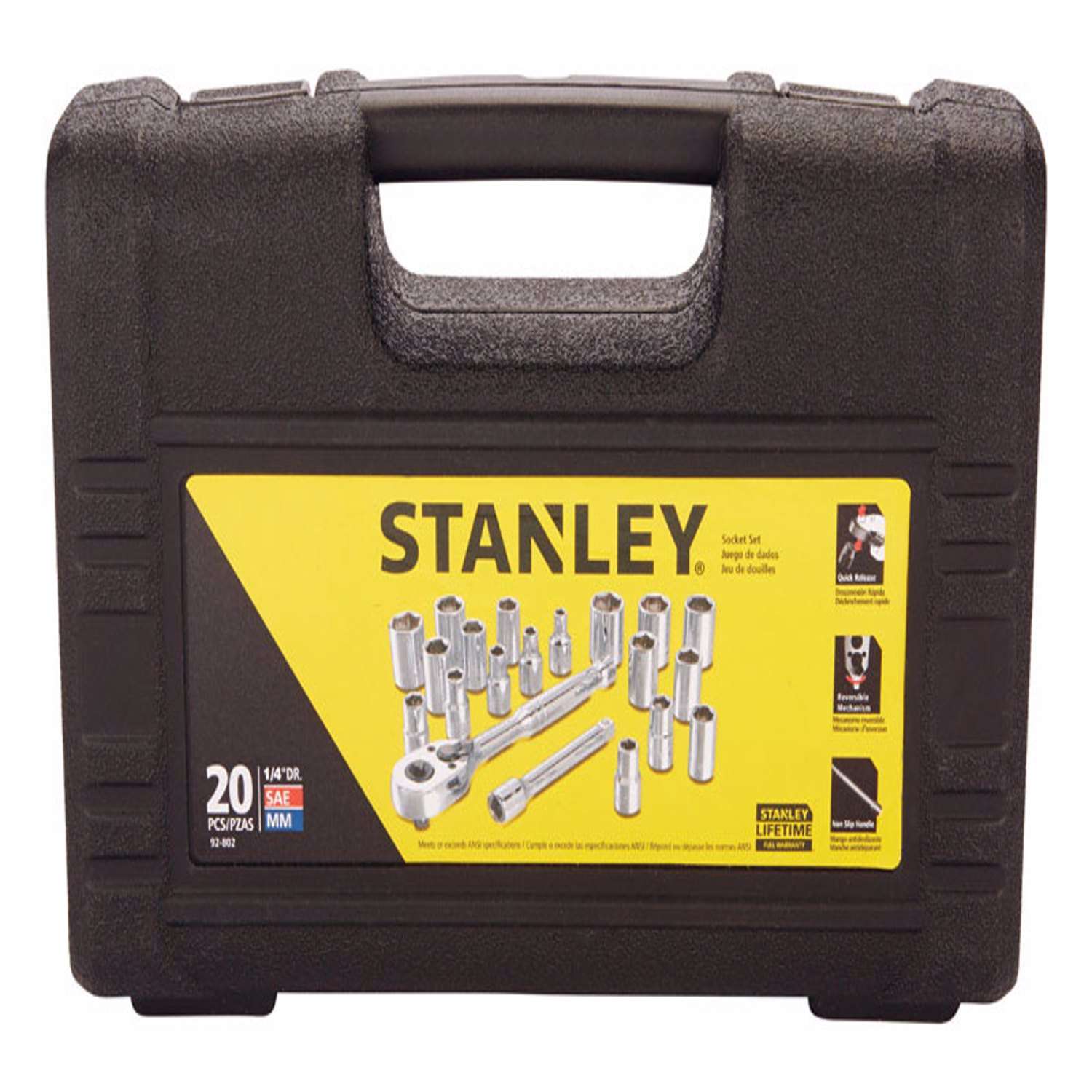 Stanley Assorted in. X 1/4 in. drive SAE 6 Point Socket Set 20 pc - Ace ...