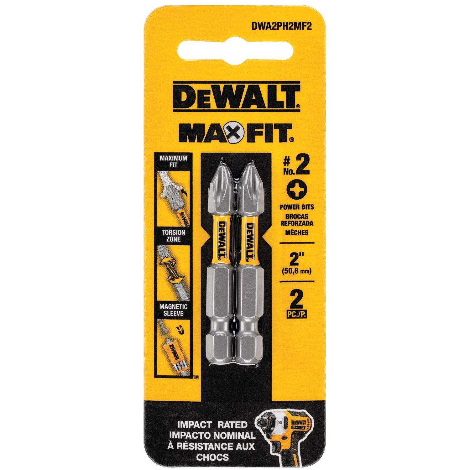 DeWalt Max Fit Phillips #2 X 2 in. L Screwdriver Bit Set Steel 2 pk Mfr ...