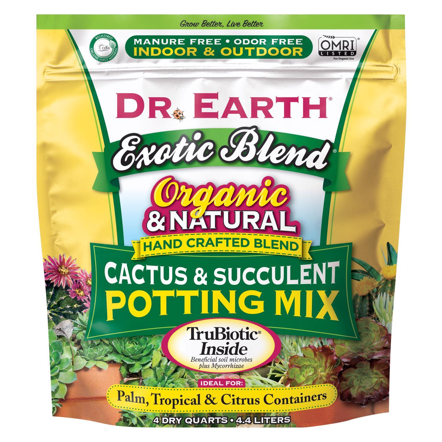 Dr. Earth Exotic Blend Organic Cacti and Succulent Potting Mix 4 qt Mfr ...