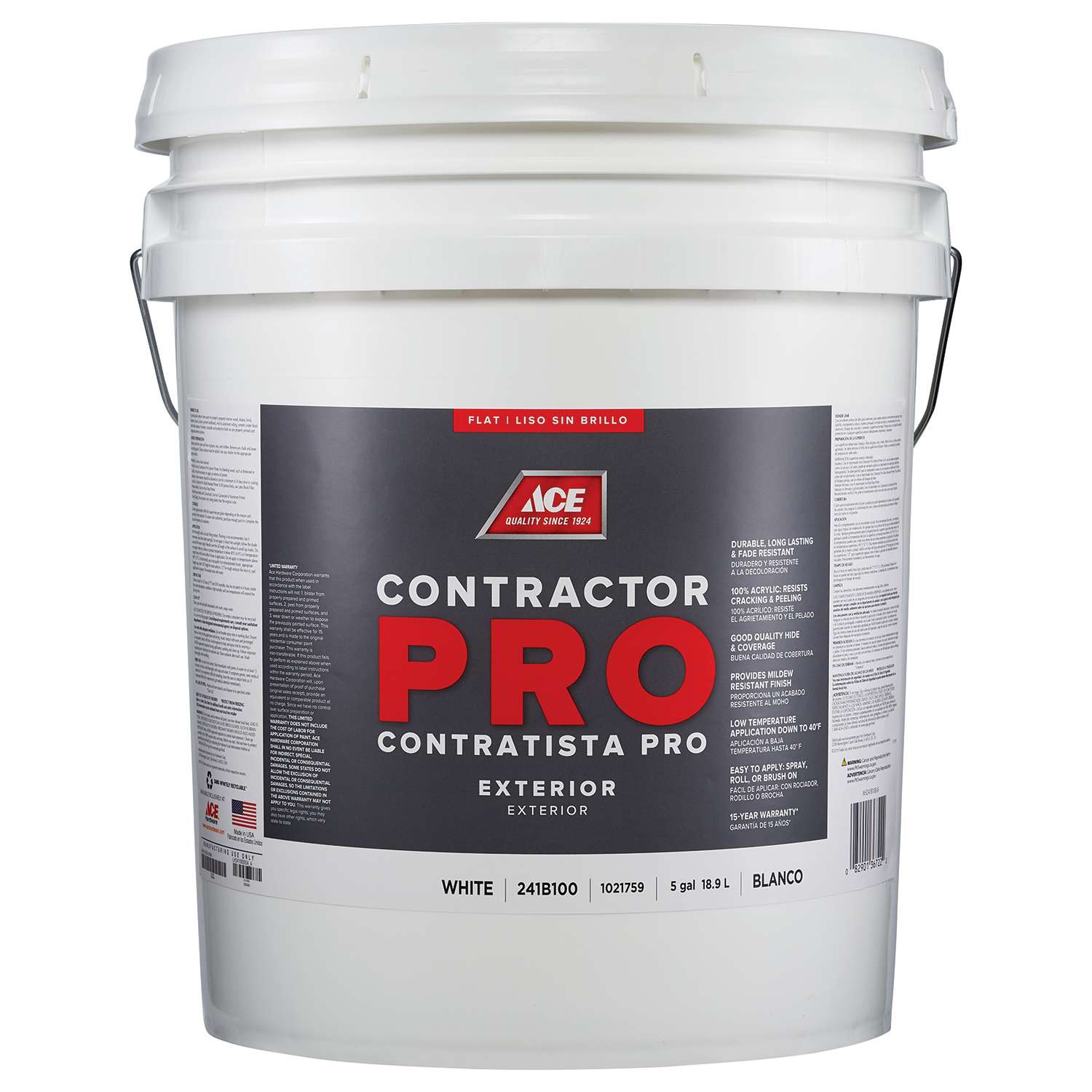 Ace Contractor Pro Flat White Paint Exterior 5 gal - Ace Hardware