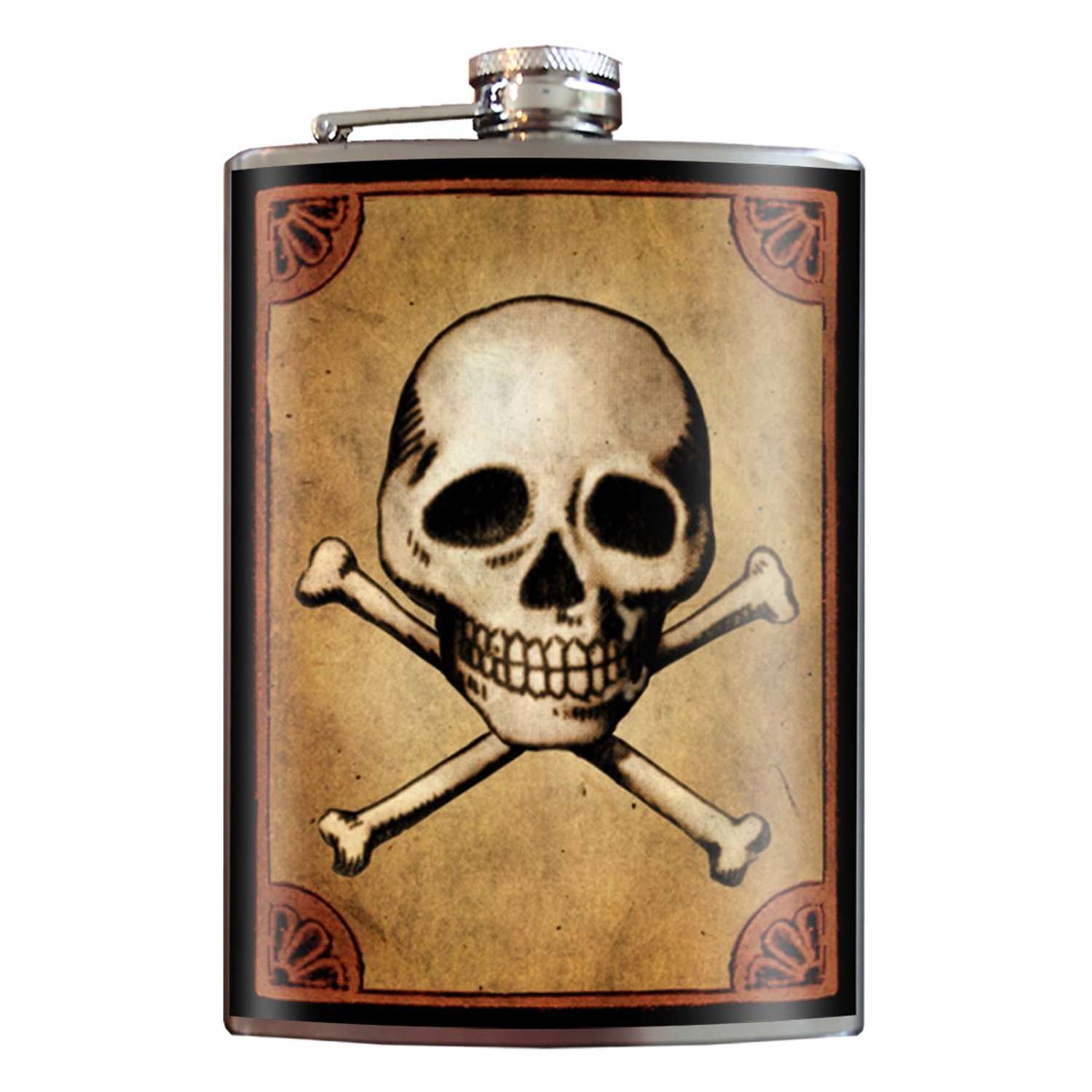 Trixie & Milo Skull & Bones 8 oz Multicolored Stainless Steel Flask ...