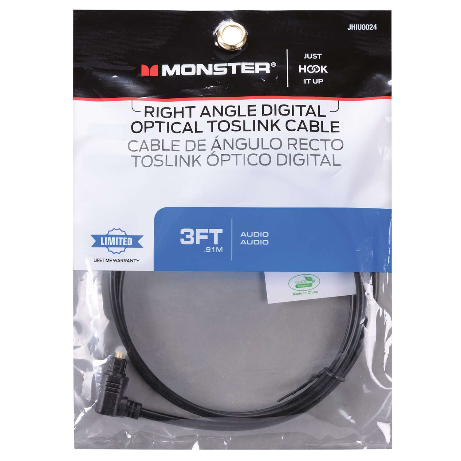 Monster Just Hook It Up 3 ft. L Digital Optical Toslink Cable Digital ...