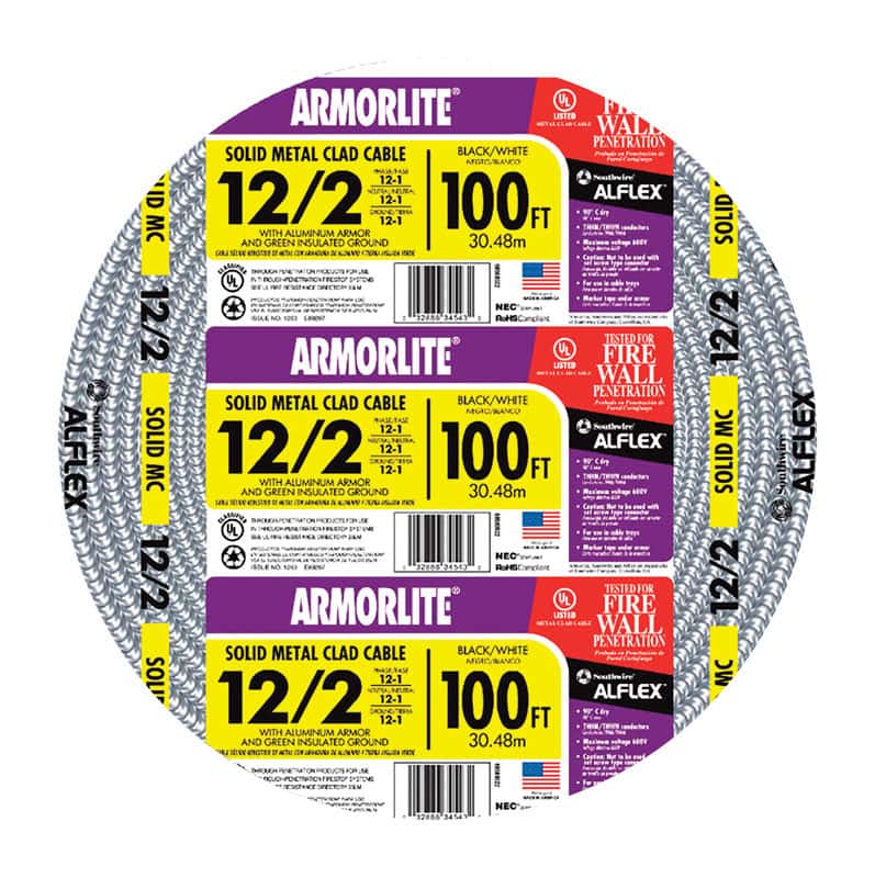Southwire Armorlite 100 ft. 12/2 Solid THHN Metal Clad Cable - Ace Hardware