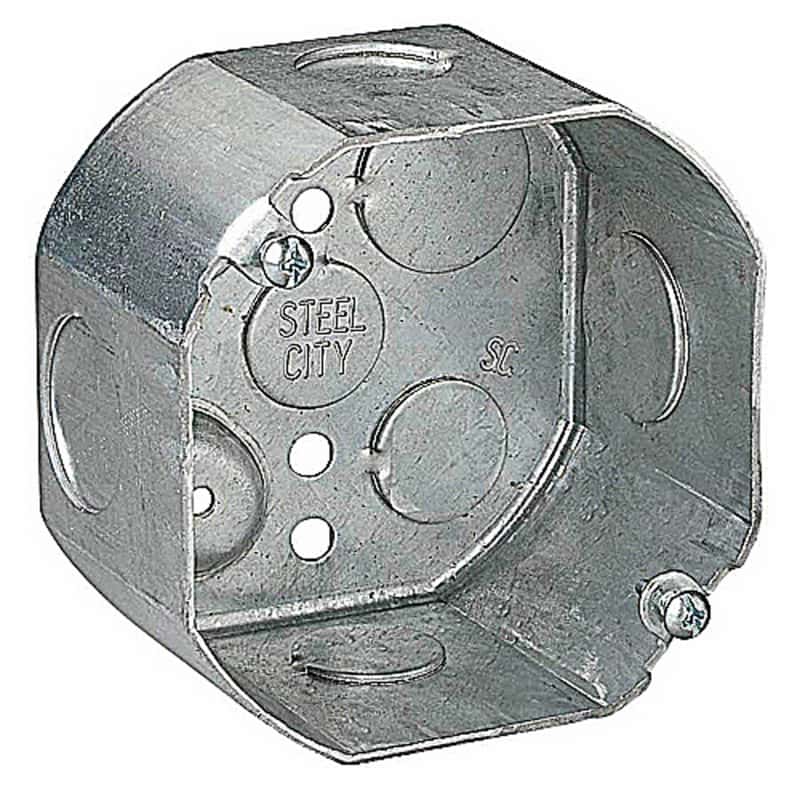 Steel City 4 in. Octagon Galvanized Steel Electrical Ceiling Box Silver ...