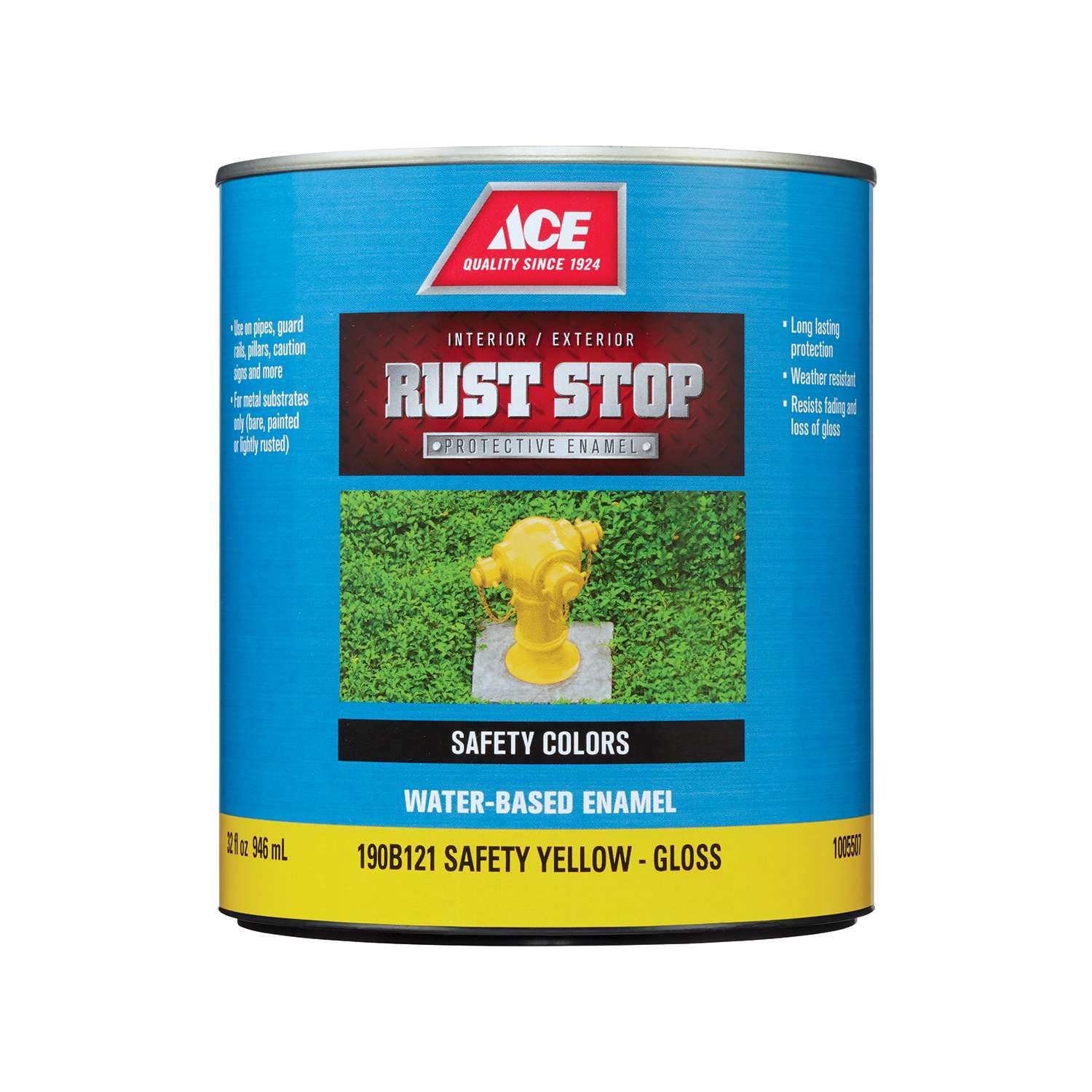 Ace Rust Stop Indoor / Outdoor Gloss Safety Yellow Water-Based Enamel ...