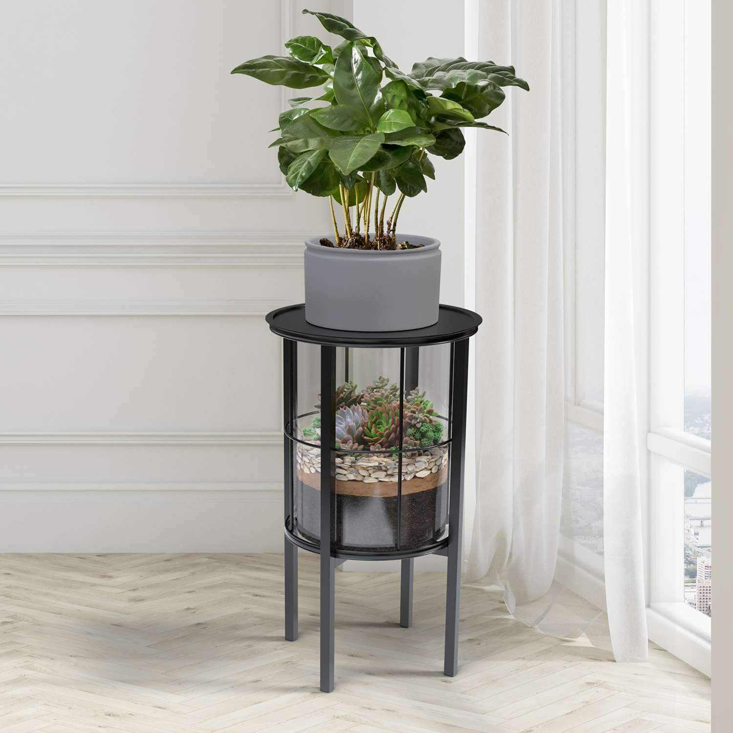 Panacea 20 H Black Glass/Metal Plant Stand - Ace Hardware