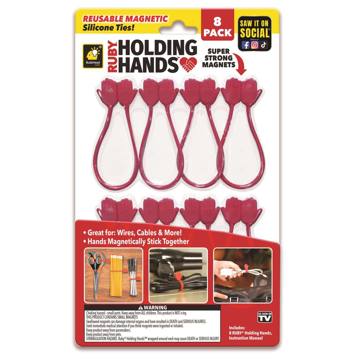 As Seen On TV Ruby Holding Hands Reusable Magnet Ties Silicone 8 pk ...