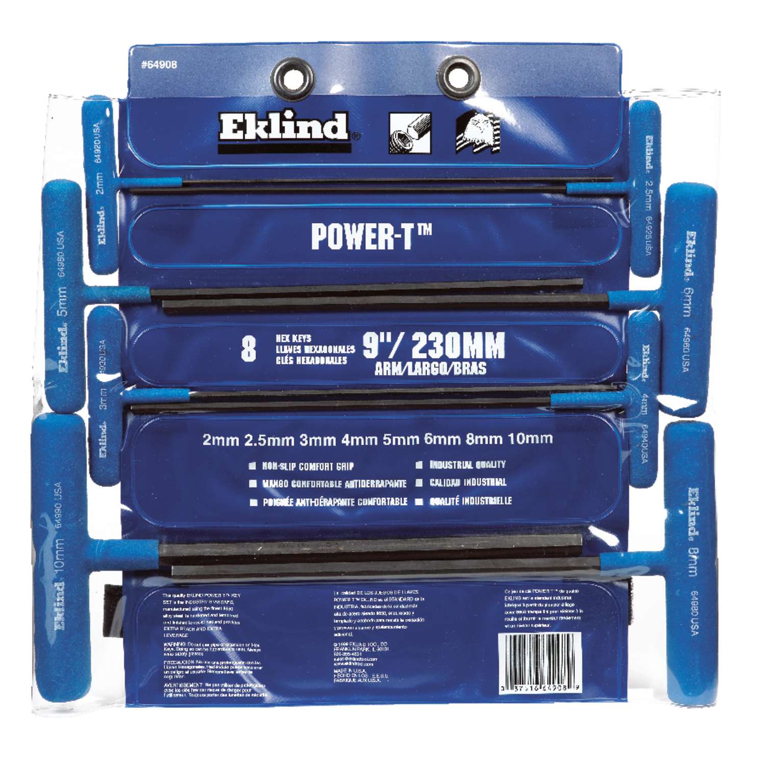 Eklind Power-T 2-10 mm Metric T-Handle Hex Key Set 8 pc Mfr# 64908 ...
