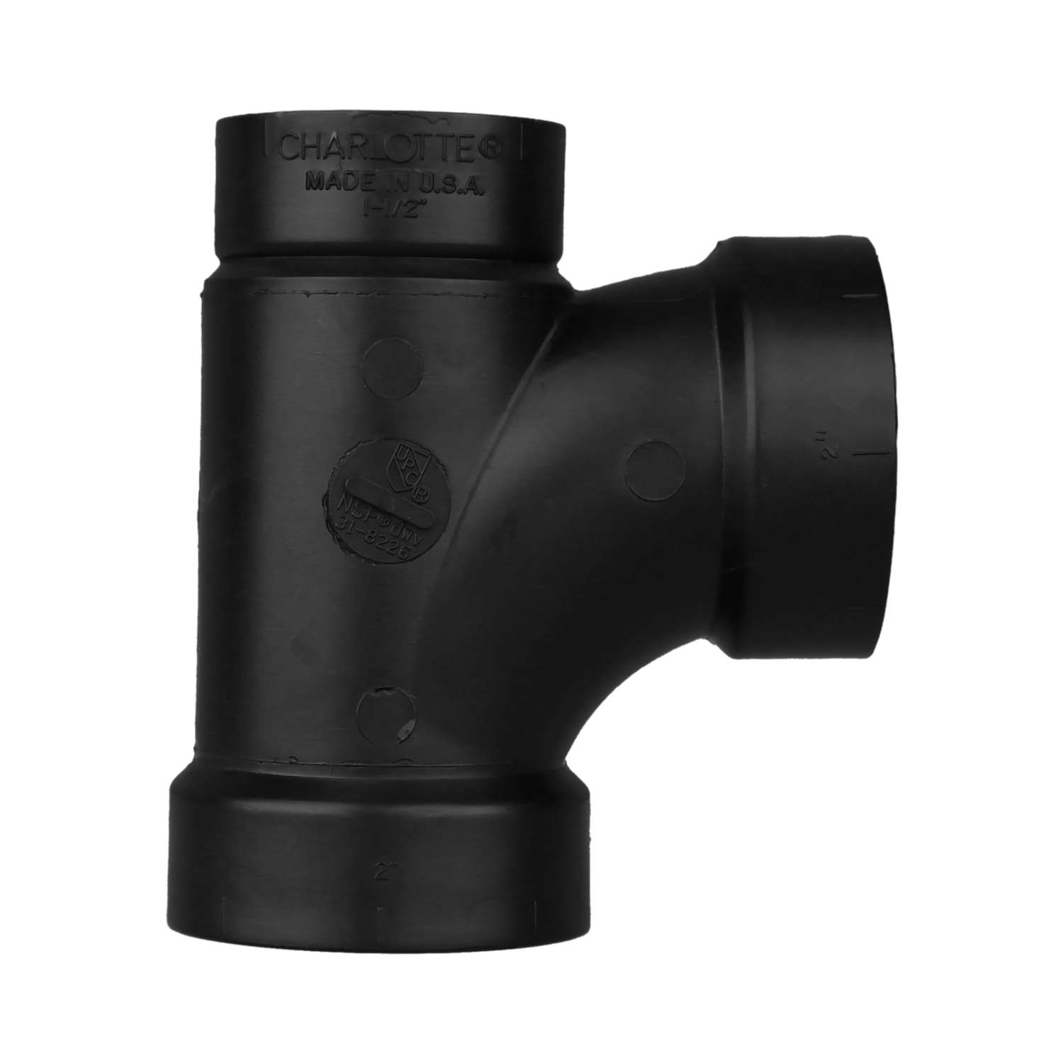 Charlotte Pipe 2 in. Hub X 1-1/2 in. D Hub ABS Sanitary Tee - Ace Hardware