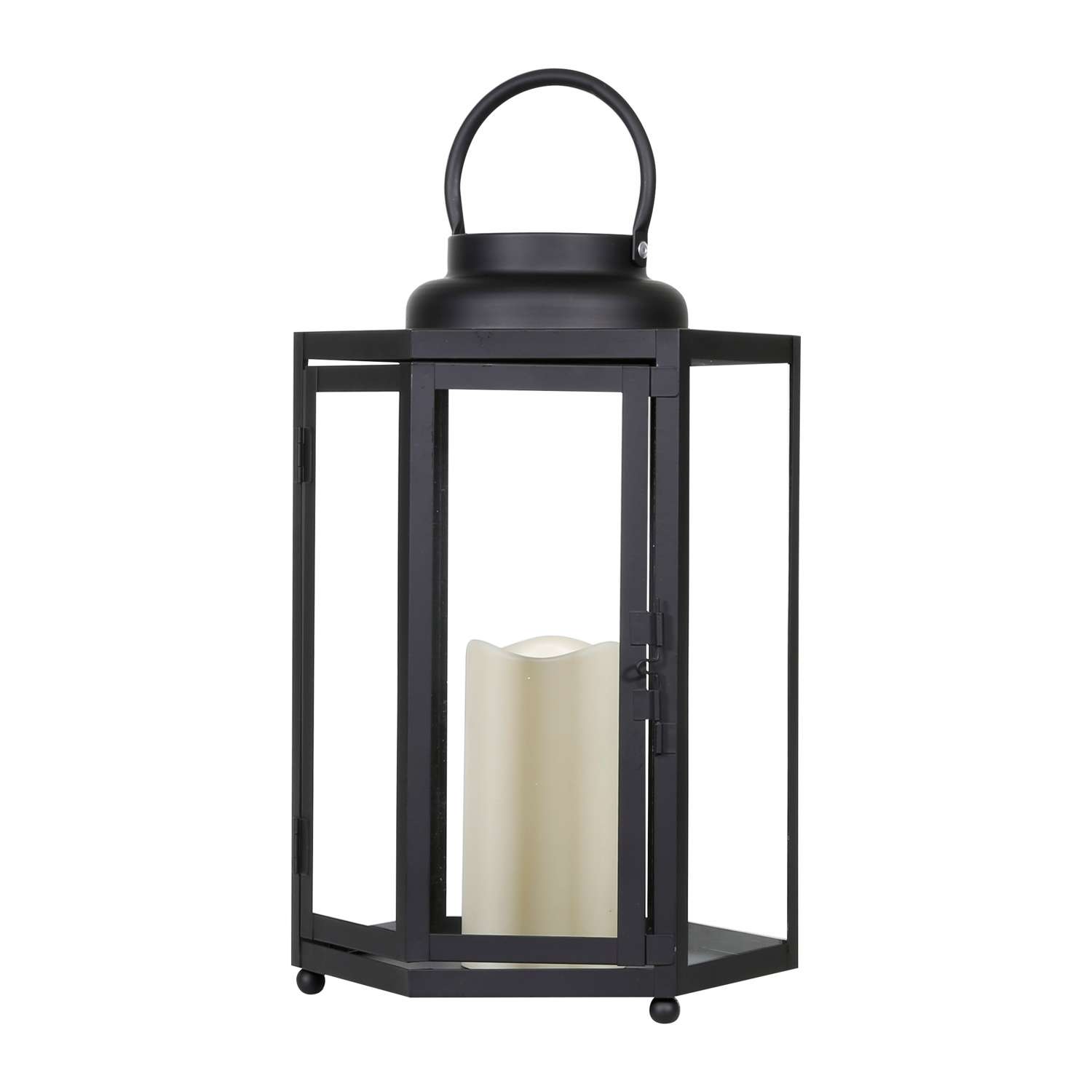 Alpine 14 in. Glass/Plastic Decorative Black Flameless Lantern Mfr ...