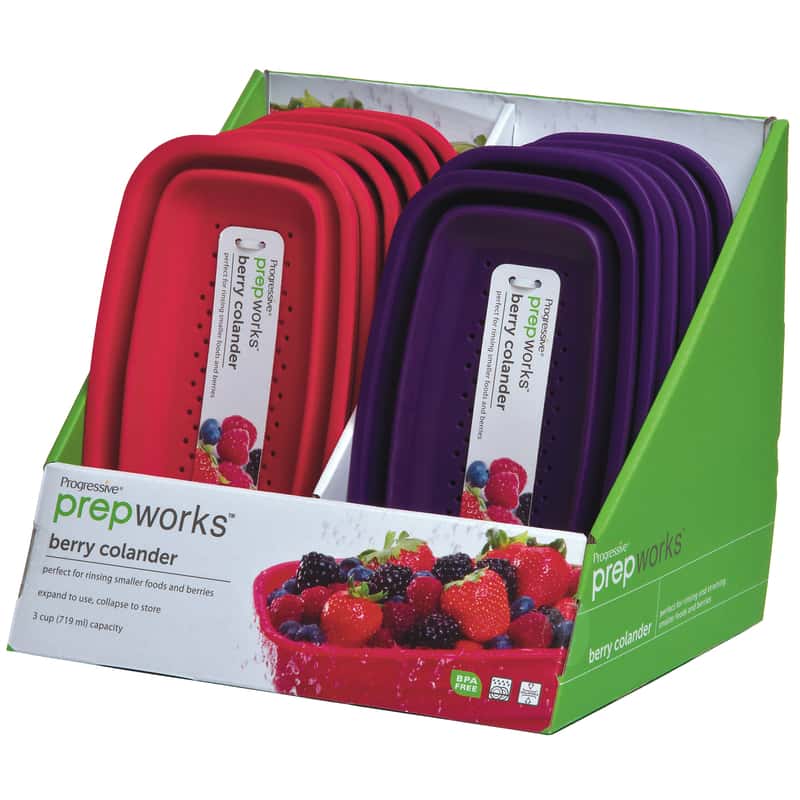 Progressive Prepworks Red or Purple Plastic Collapsible Berry Colander ...