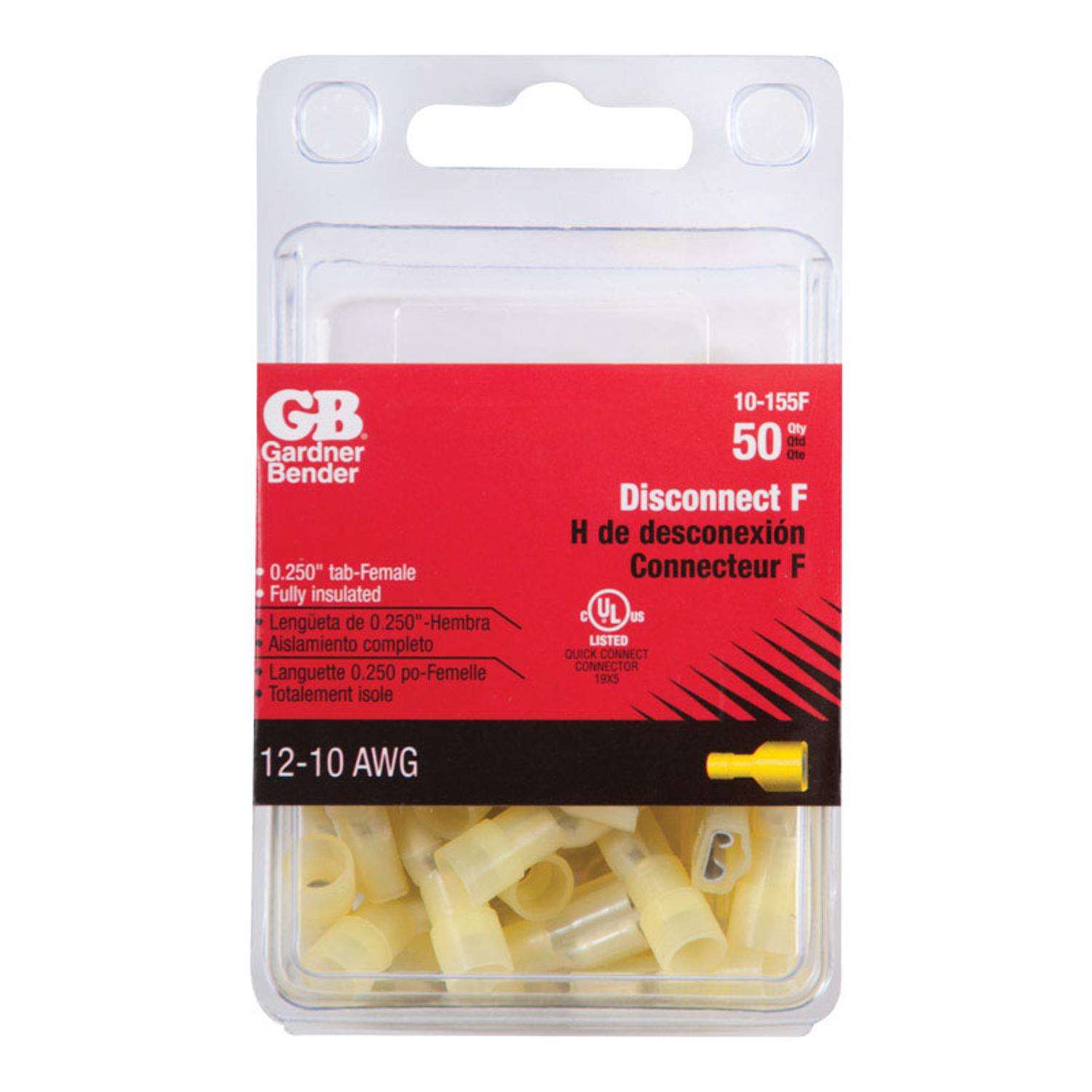 Gardner Bender 12-10 Ga. Insulated Wire Female Disconnect Yellow 50 pk ...