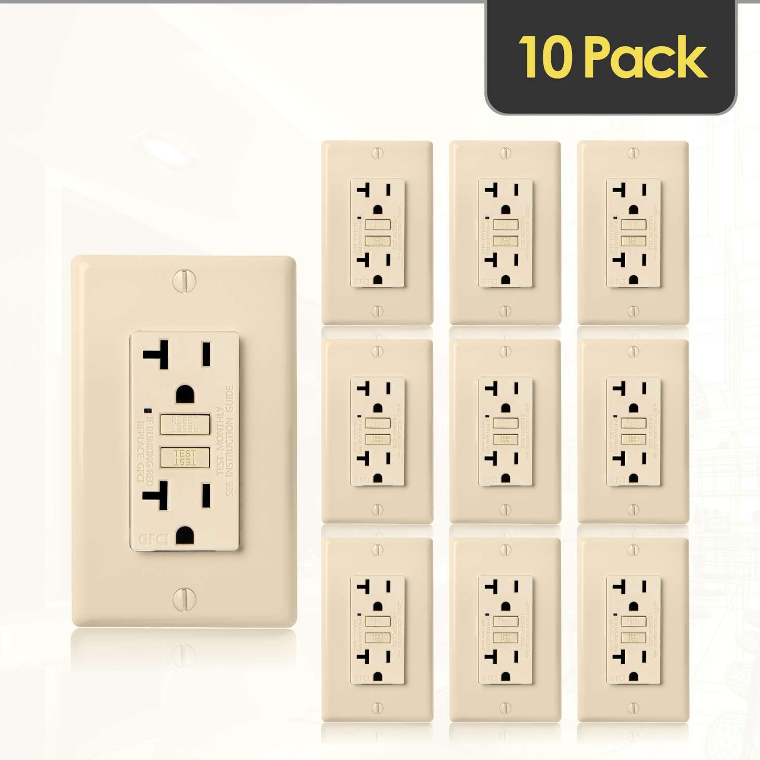 Faith 20 amps 125 V Ivory GFCI Outlet 10 pk - Ace Hardware