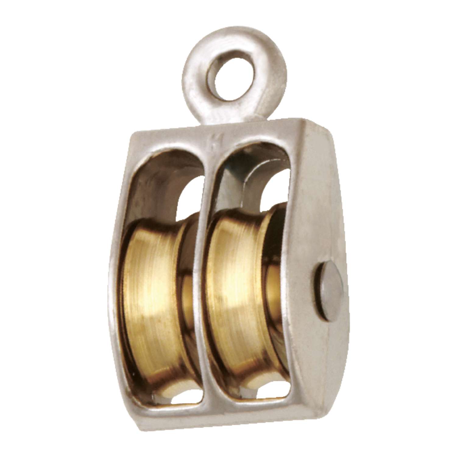 Campbell 1 in. D Nickel Copper Ridge Eye Double Sheave Rigid Eye Pulley ...