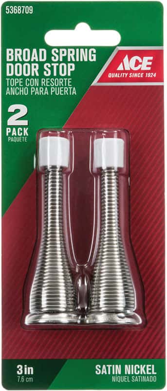 Ace 3 in. W Metal Satin Nickel Silver Spring Door Stop Mounts to door ...
