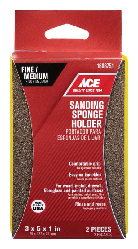 Ace 5 in. L X 3 in. W 120 Grit Fine Block Sanding Sponge - Ace Hardware