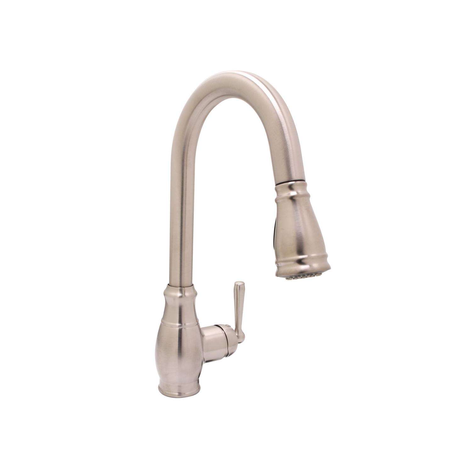 Huntington Brass Isabelle One Handle Satin Nickel Pull-Down Kitchen ...