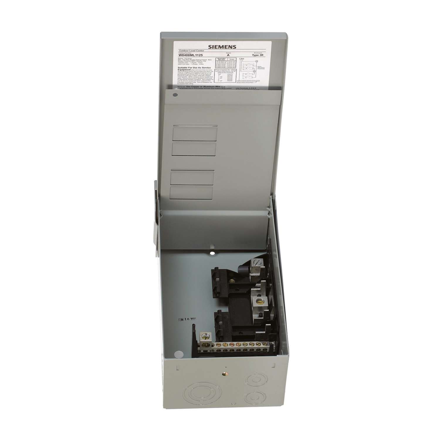 Siemens EQ 125 amps 120/240 V 4 space 8 circuits Surface Mount Main Lug ...