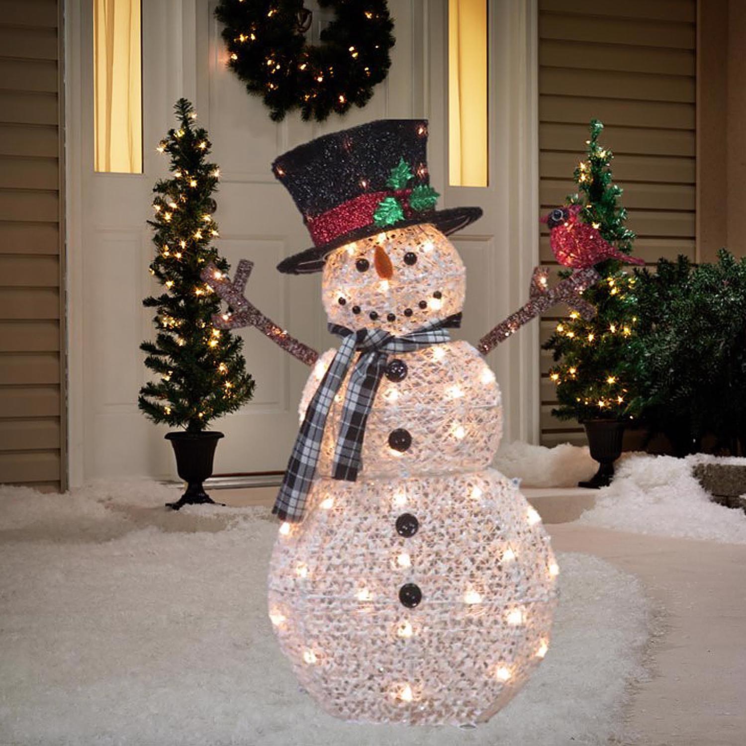 Celebrations Incandescent Clear Snowman with Cardinal 3.25 ft. Yard ...