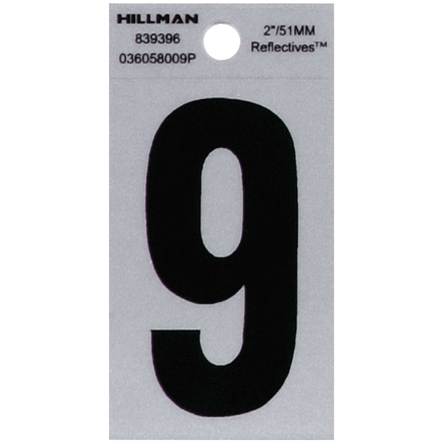 Hillman 2 in. Reflective Black Vinyl Self-Adhesive Number 9 1 pc - Ace ...