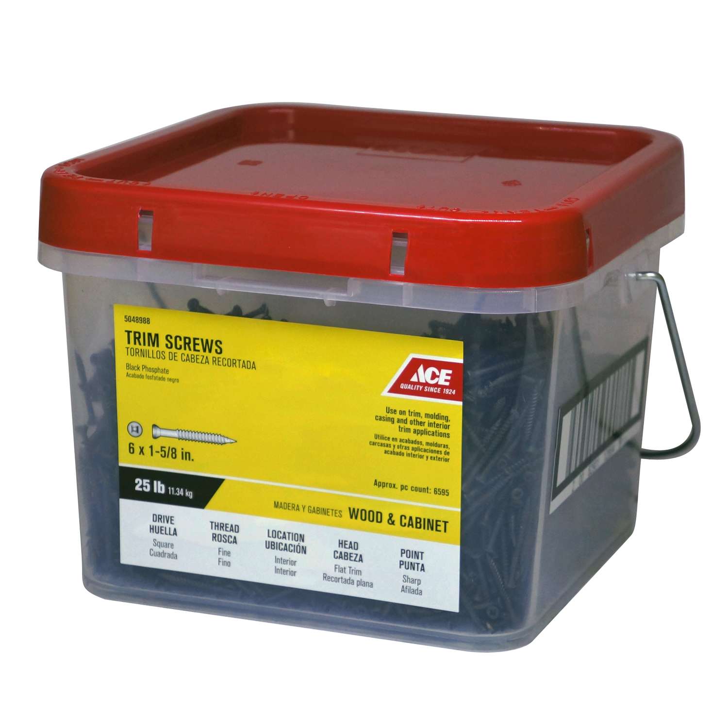 Ace No. 6 x 1-5/8 in. L Square Black Phosphate Trim Screws 25 lb. 6595 ...