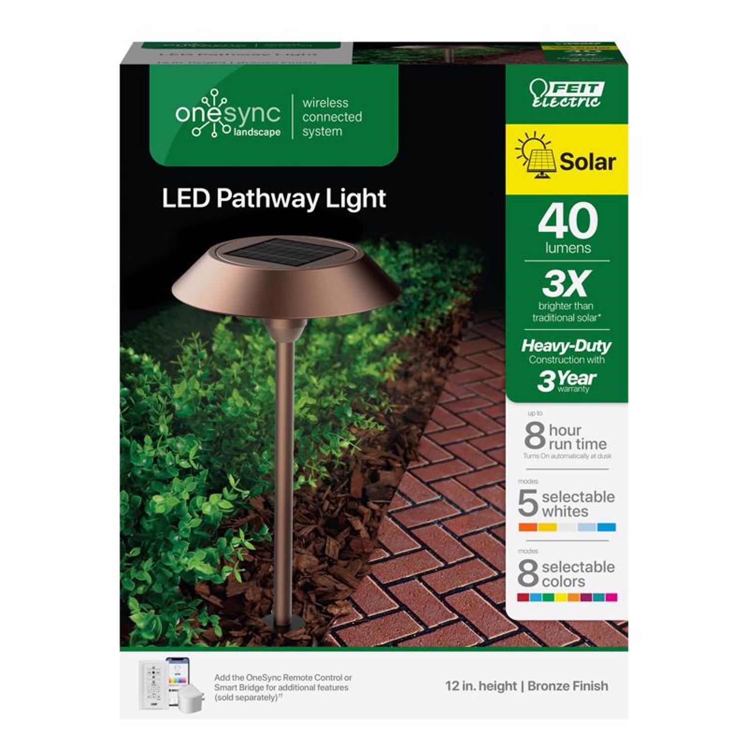 Feit OneSync Bronze Solar Powered 40 W LED Pathway Light 1 pk - Ace Hardware