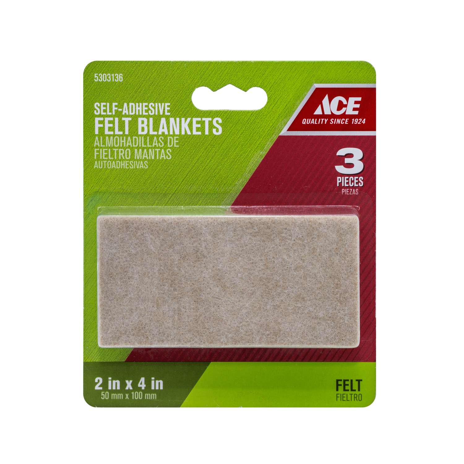 Ace Felt Self Adhesive Blanket Brown Rectangle 2 in. W X 4 in. L 3 pk ...